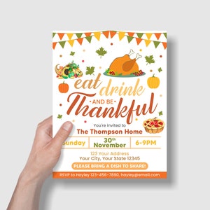 Editable Thanksgiving Invitation, Friendsgiving Invite Flyer, Turkey ...