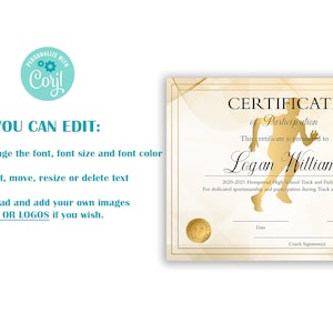 Editable Boys Cross Country Certificate Template, Boys Cross Country ...