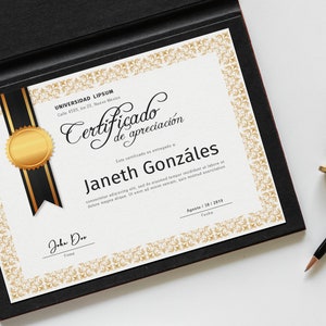 Certificado De Apreciación EDITABLE Elegant Design School Office Award ...