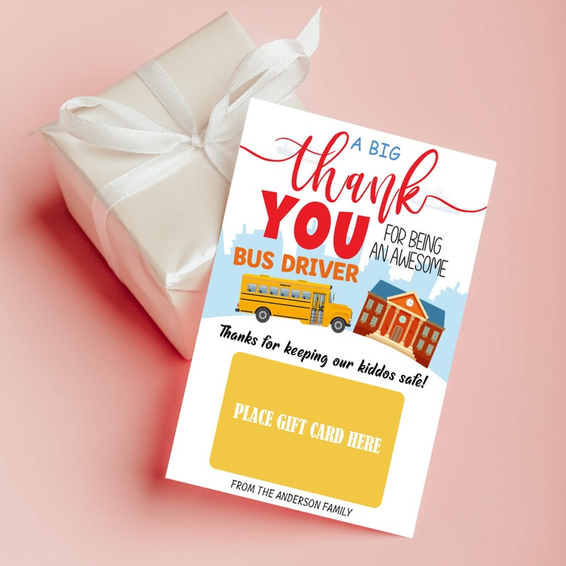 Editable Bus Driver Gift Card Holder, Bus Driver Thank You Card, Bus ...