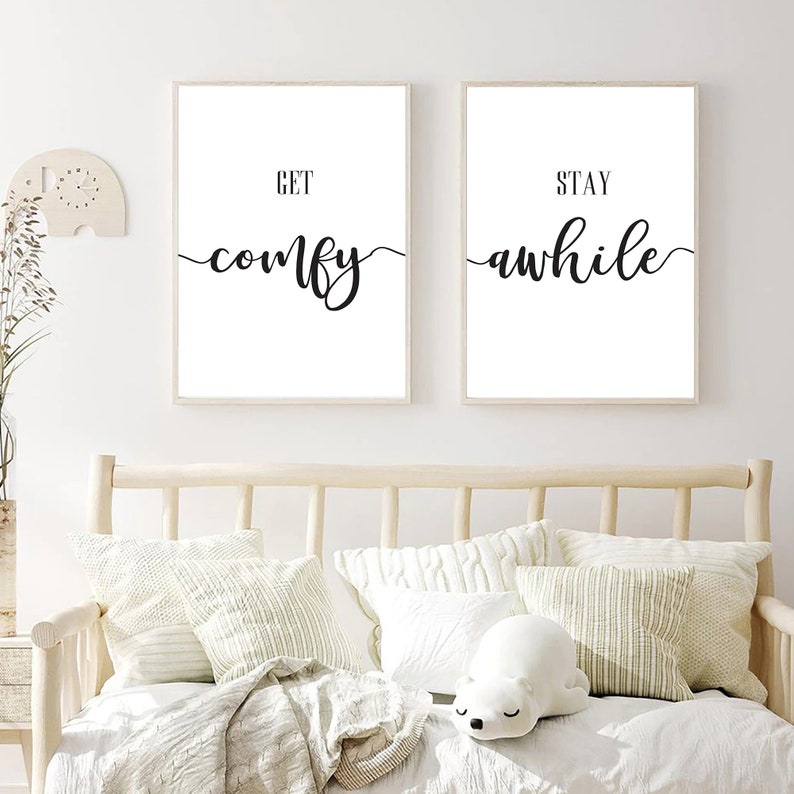 Get Comfy Printable Set of 2 Quote Guest Room Decor Stay - Etsy