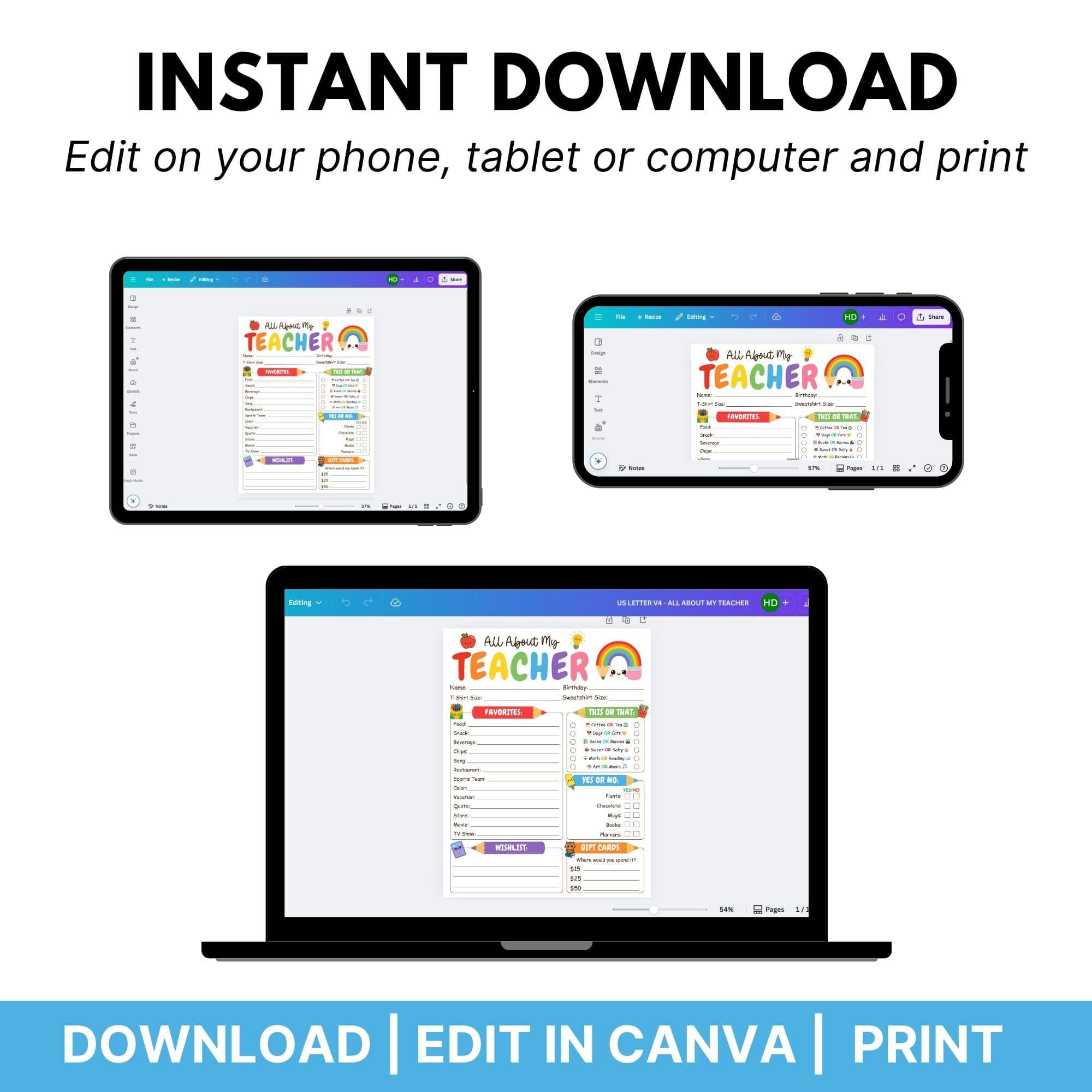 Getting to Know My Teacher Editable | All About My Teacher | Teacher’s ...