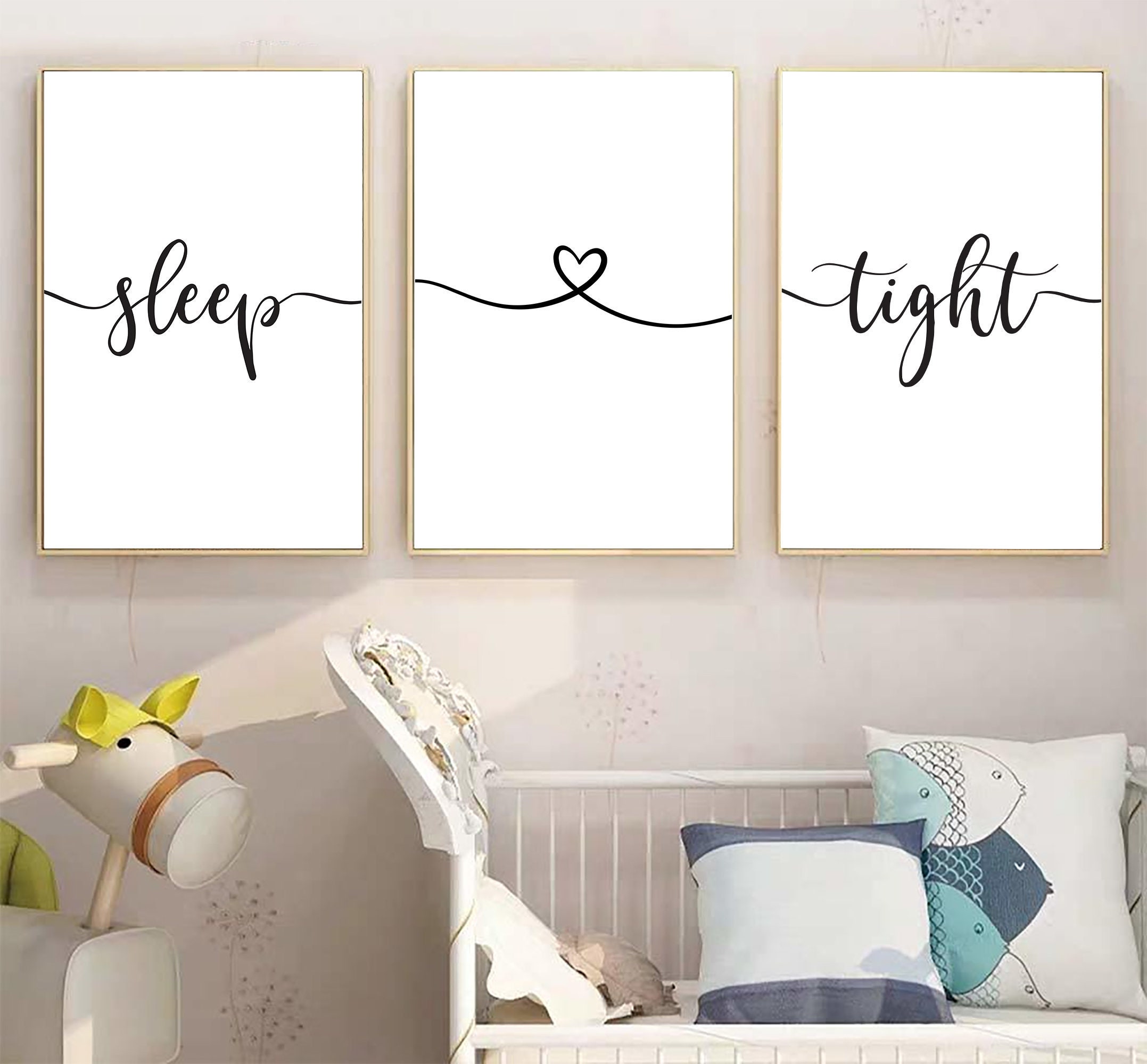 Sleep Tight 3 Piece Wall Art Set Sign bedroom Wall Art Above | Etsy