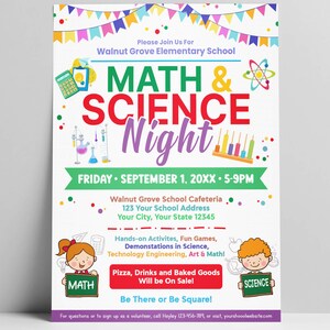 Editable Math and Science Night Flyer, PTO PTA School Flyer ...