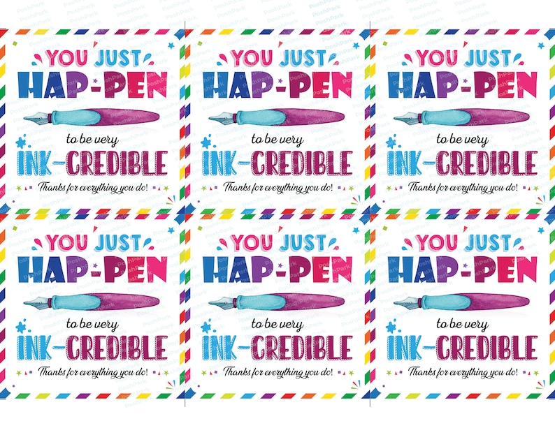 EDITABLE You Happen to Be Ink-credible Gift Tags Teacher - Etsy