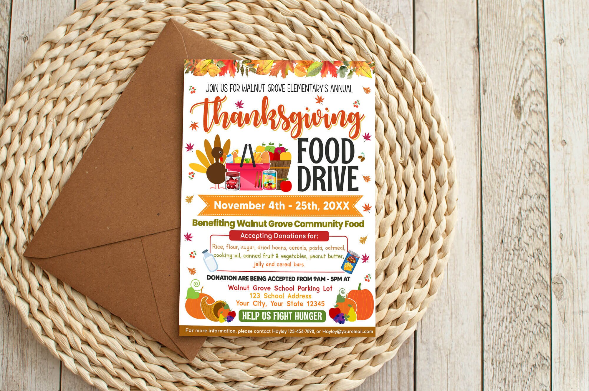 Editable Thanksgiving Food Drive Flyer, Fall Food Drive Flyer, Autumn ...