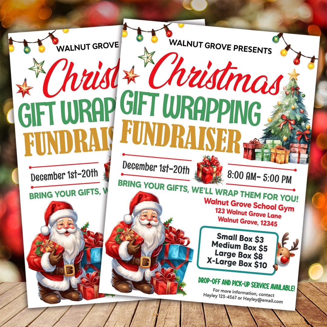 Editable Christmas Gift Wrap Fundraiser Flyer Template, Holiday Gift ...