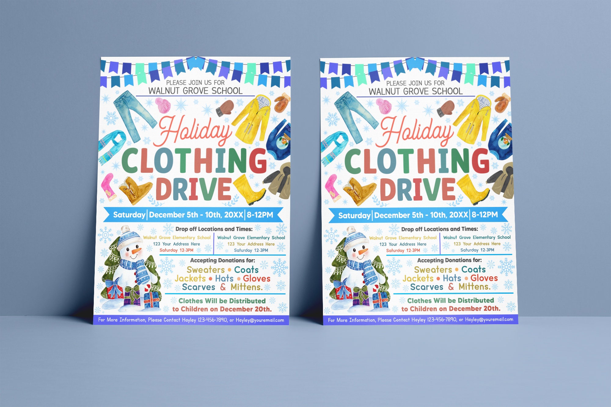 Editable Winter Clothing Drive Flyer Printable PTA PTO Cold - Etsy