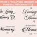 Sets of 4 in Loving Memory Funeral Program Titles, Pre-made Transparent ...