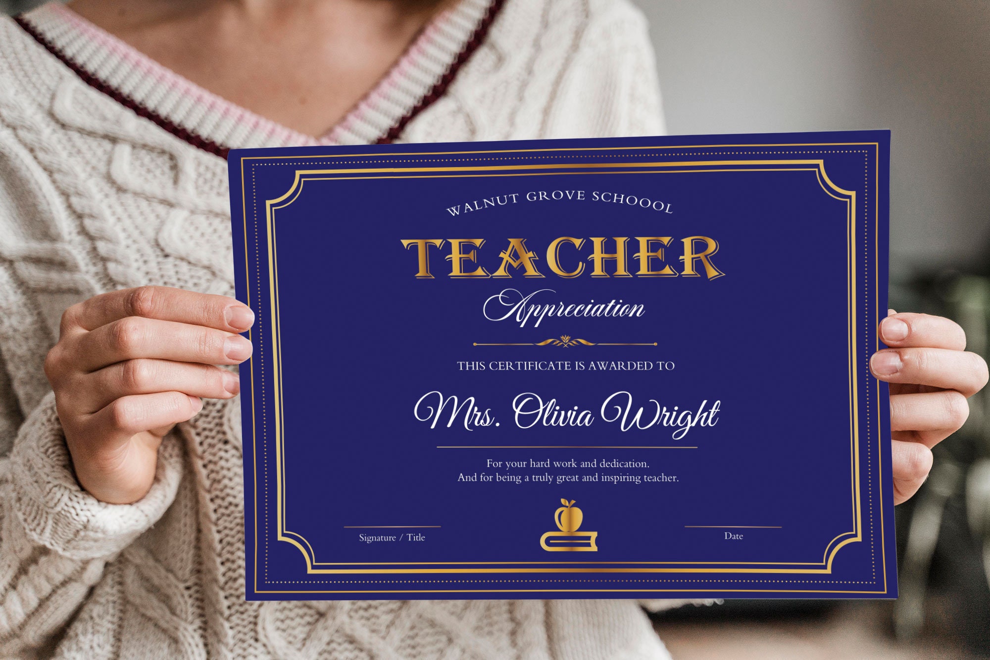 Editable Teacher Appreciation Certificate Blue Appreciation - Etsy