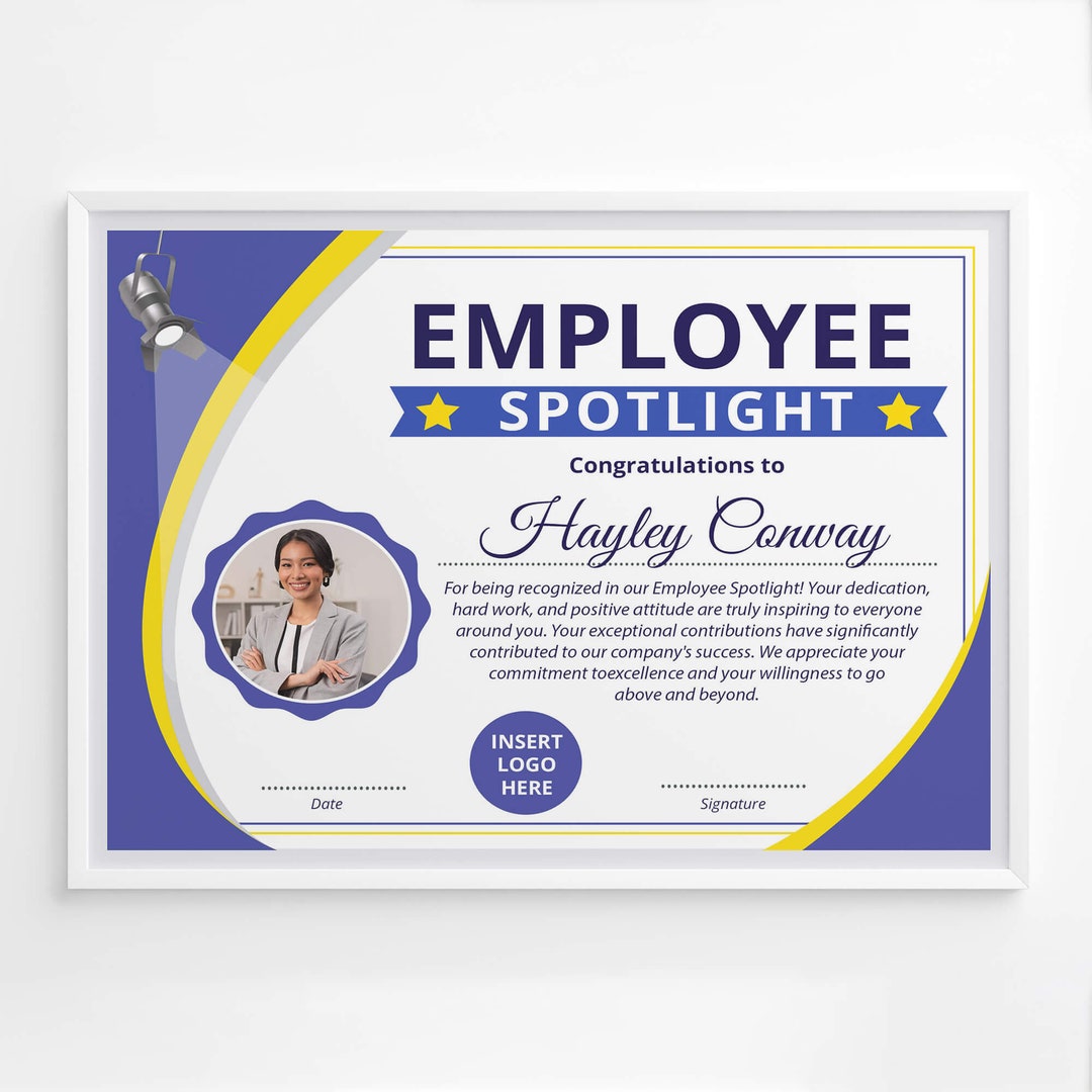 Employee Spotlight Certificate Template, Employee Appreciation ...