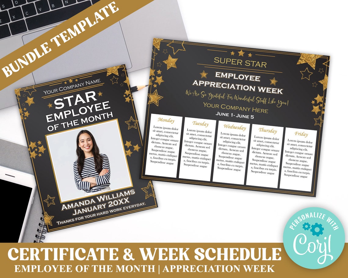 EDITABLE Star Employee of the Month Template Staff Employee - Etsy