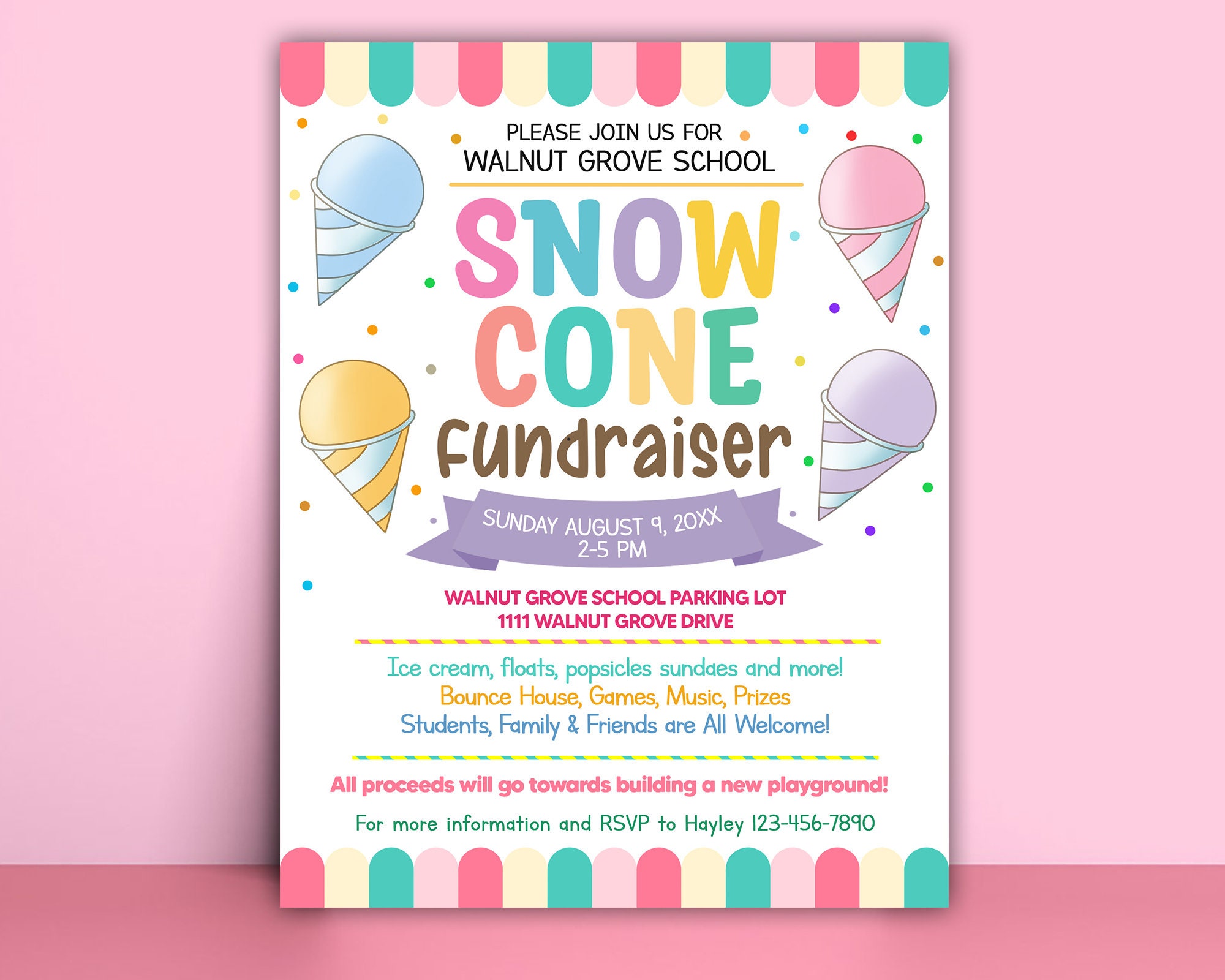 Editable Snow Cone Fundraiser Flyer, PTO PTA School Flyer, School ...