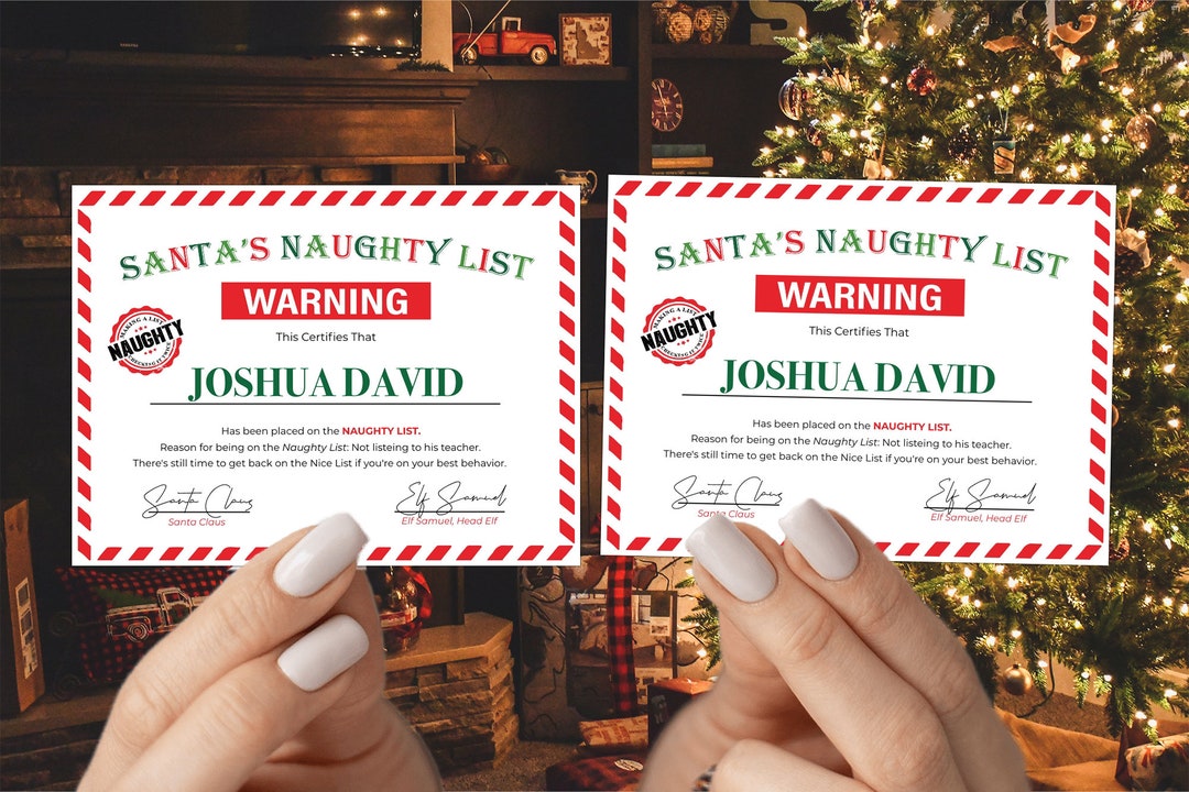 Editable Mini Santa Naughty List Certificate, Santa Warning Letter, Elf ...
