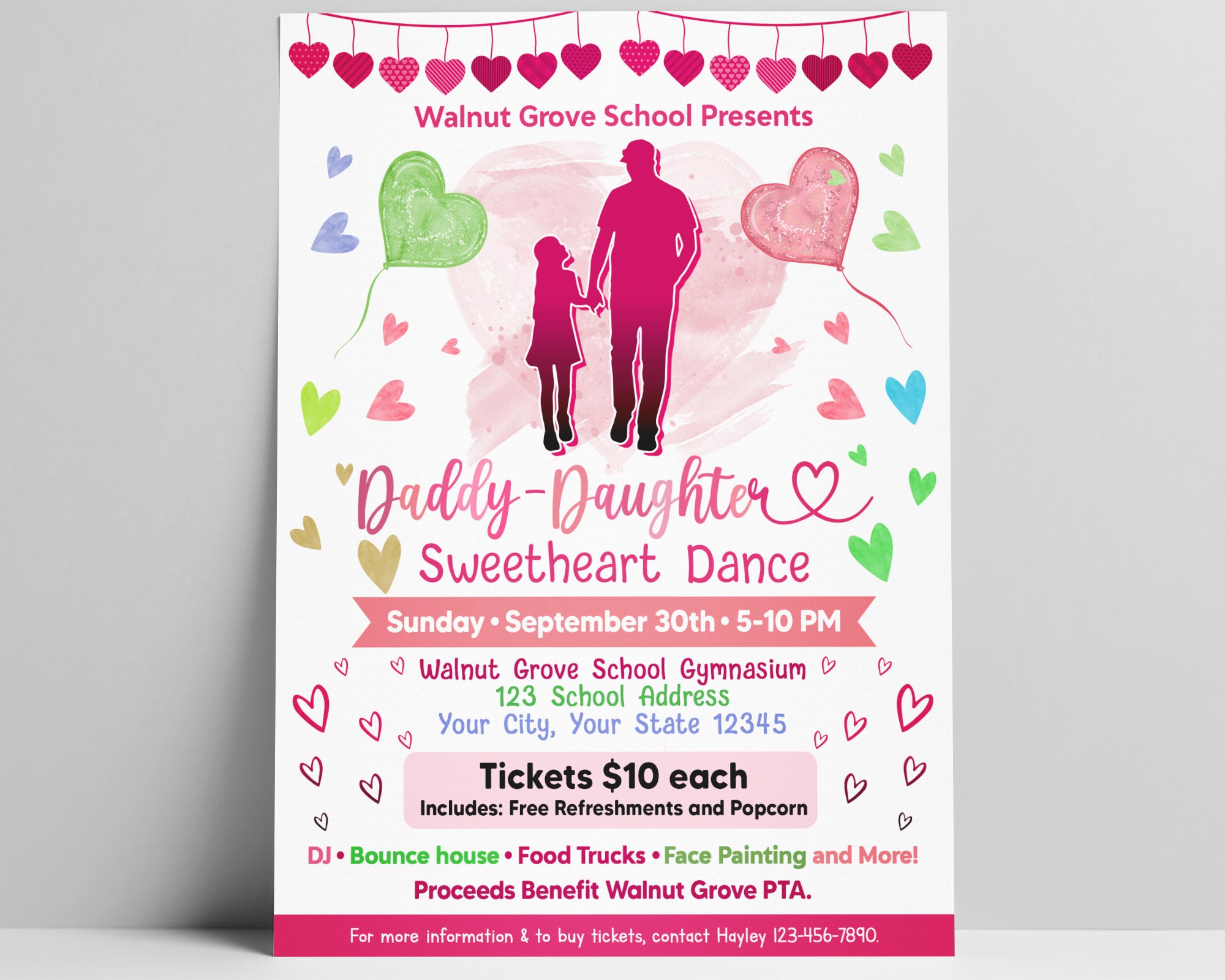 Editable Daddy Daughter Dance Flyer PTO PTA School Flyer - Etsy