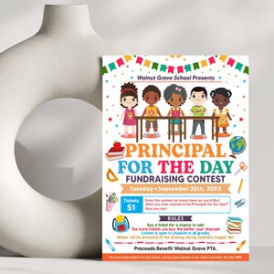 Principal for the Day Fundraising Contest Flyer, School Event Flyer ...