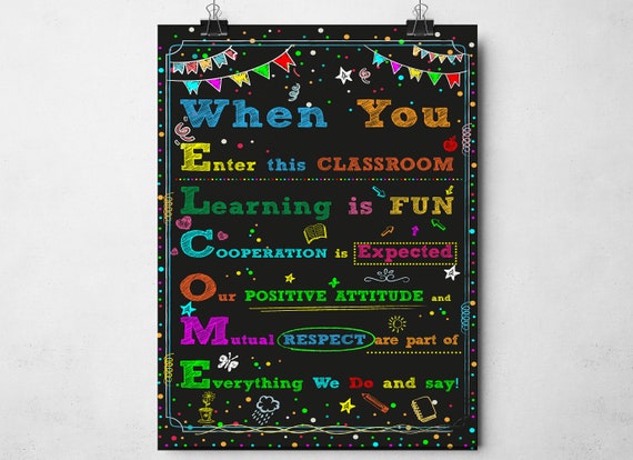 Colorful Teacher Door Sign, Welcome Classroom Signs, PRINTABLE ...