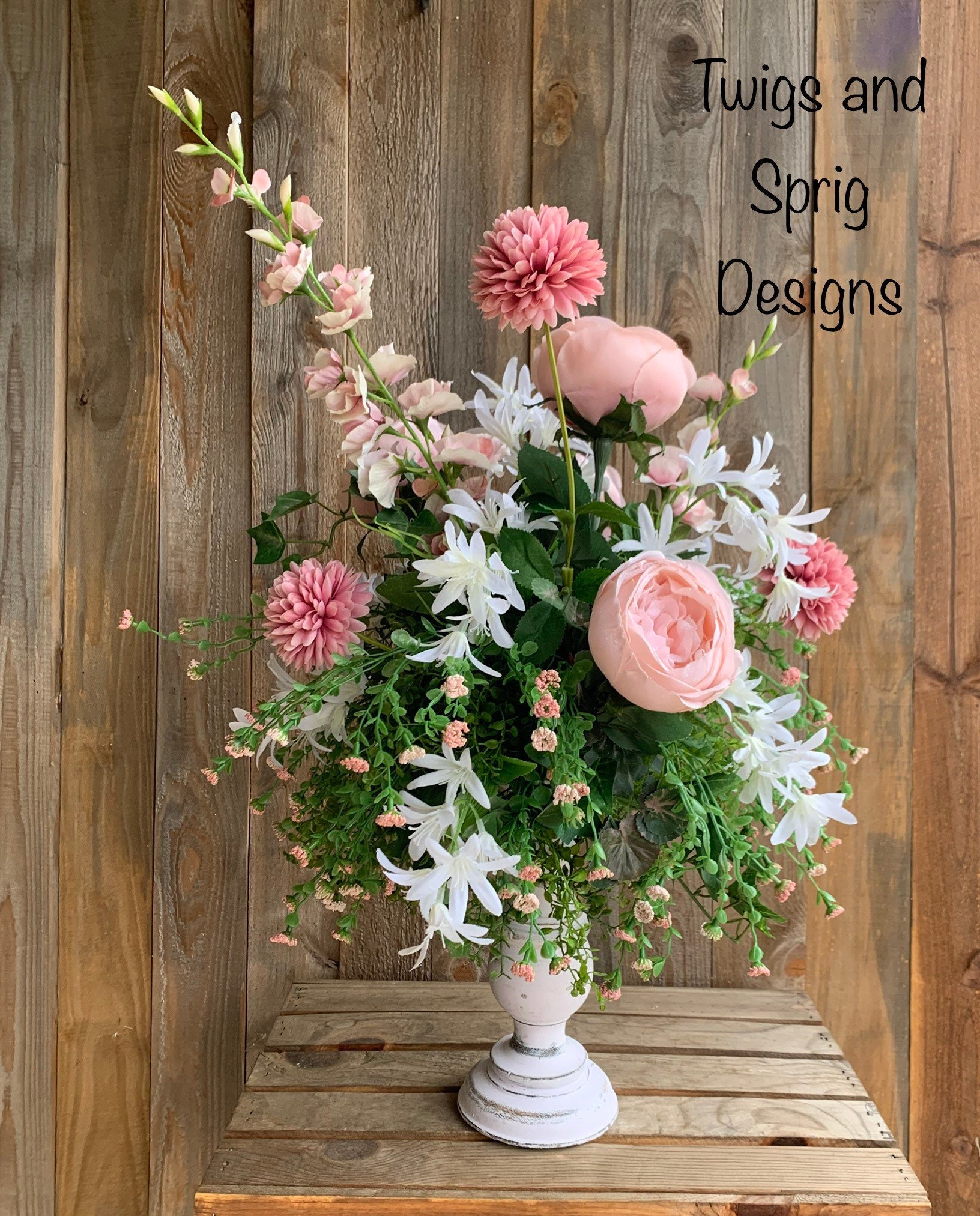 Floral Candlestick Arrangement Cottage Style Centerpiece - Etsy