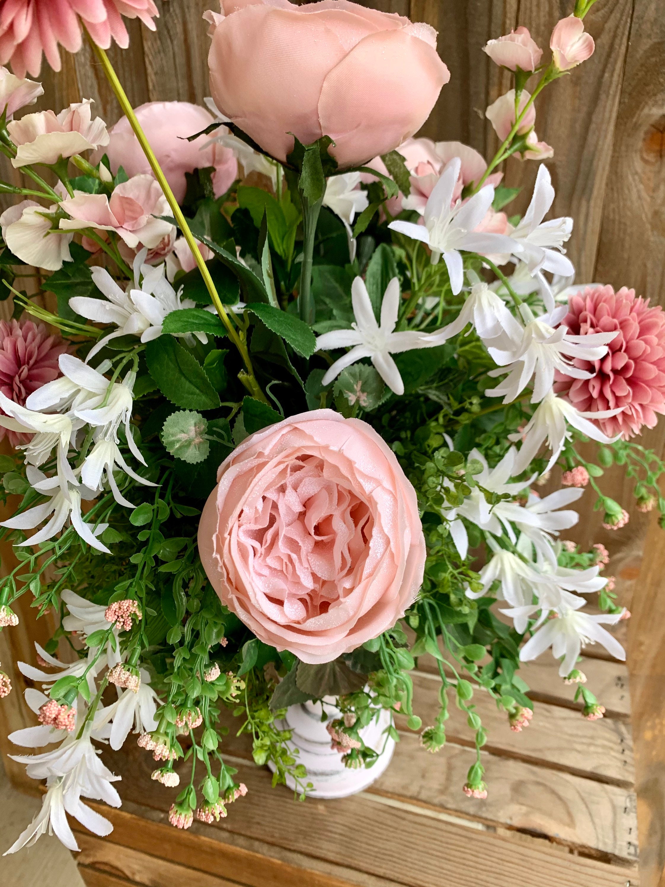 Floral Candlestick Arrangement Cottage Style Centerpiece - Etsy