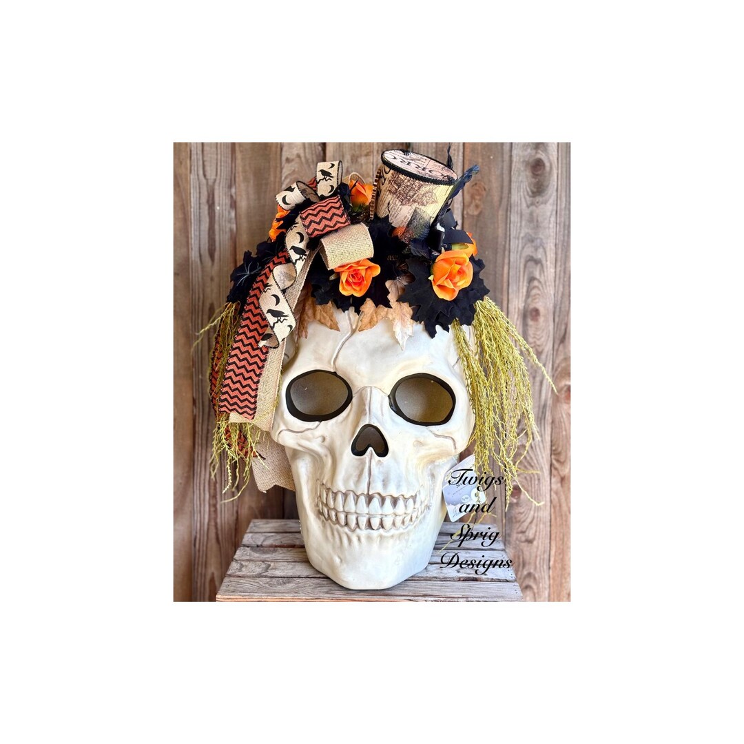 Halloween Animated Skull Centerpiece, Spooky Floral Table Decoration ...