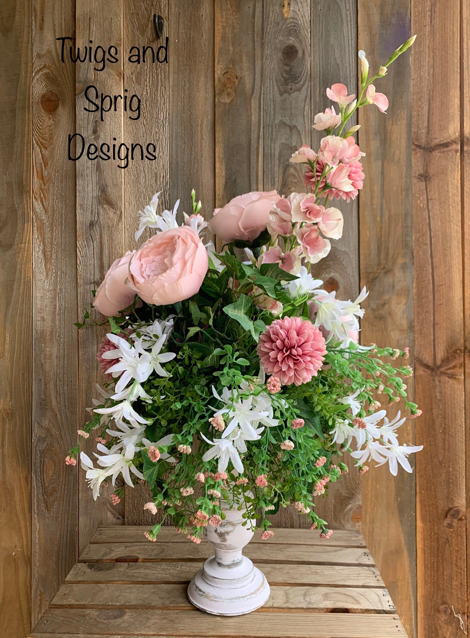 Floral Candlestick Arrangement Cottage Style Centerpiece - Etsy