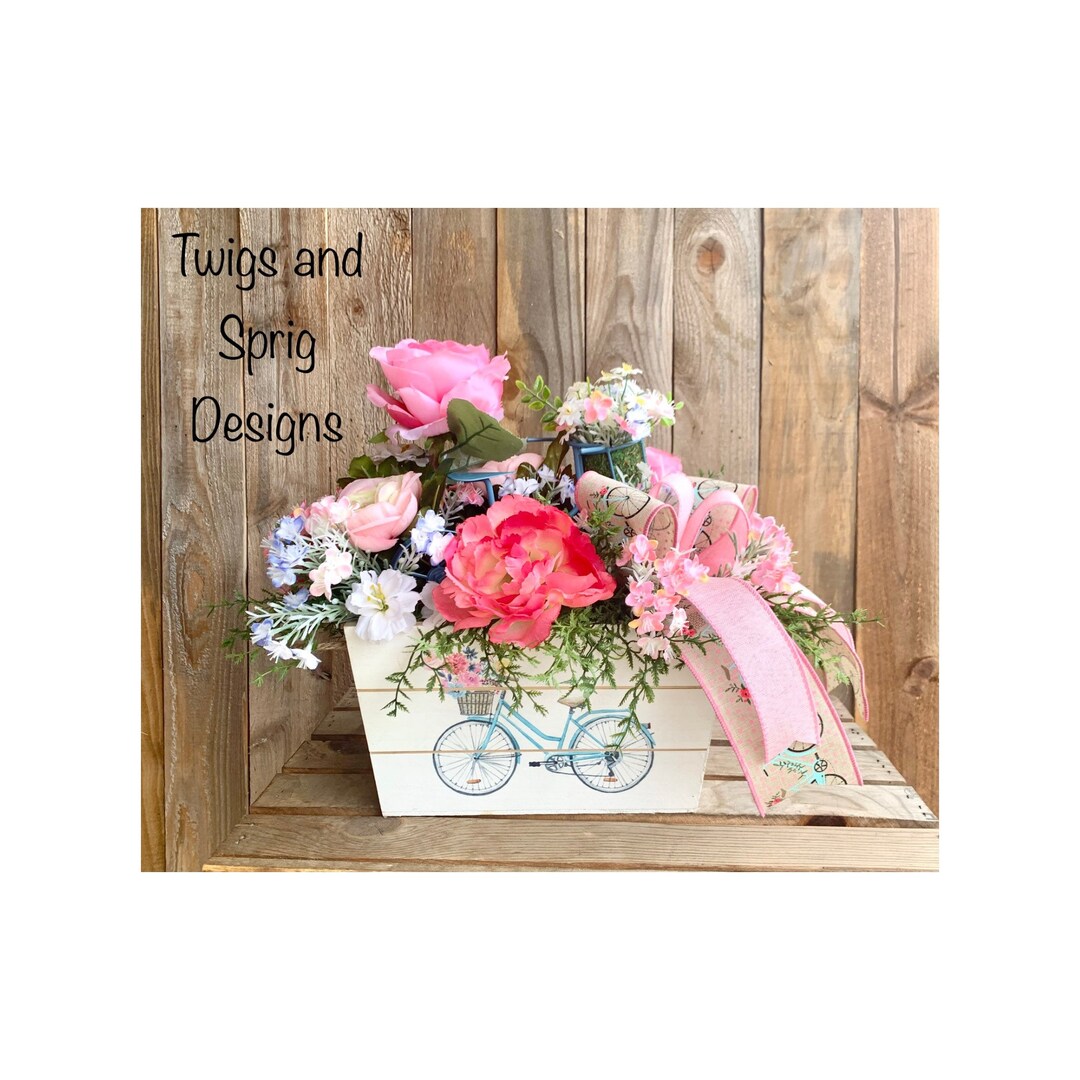 Bicycle Theme Centerpiece, Everyday Table Decor, Spring Floral ...