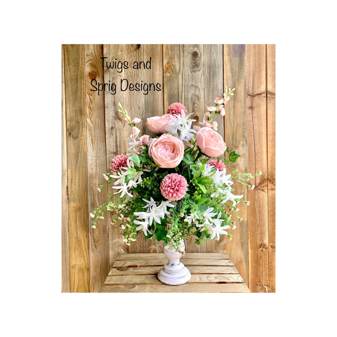 Floral Candlestick Arrangement Cottage Style Centerpiece - Etsy