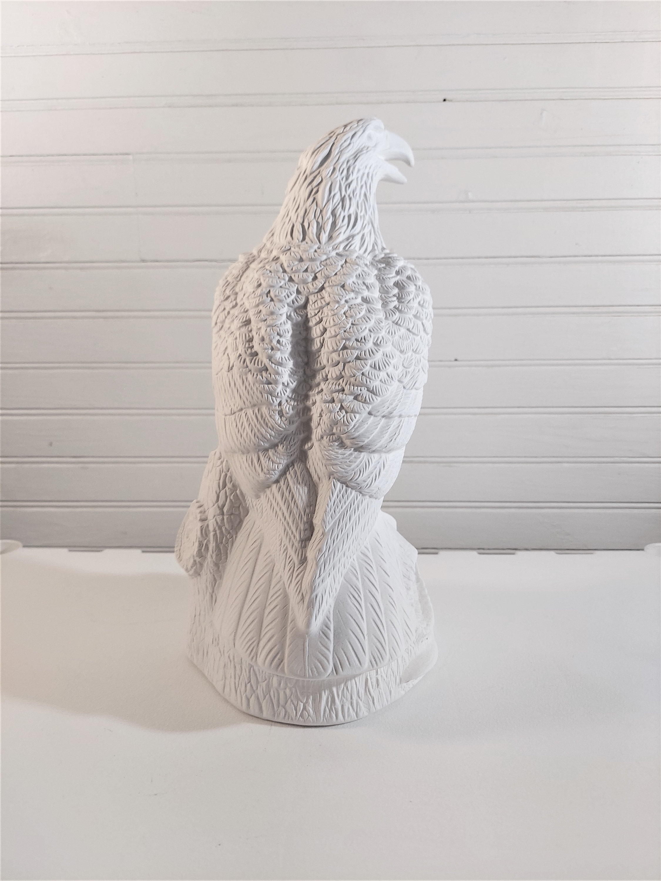 Ceramic Eagle on Stump / Sitting / Bisque / Bird of Prey / - Etsy