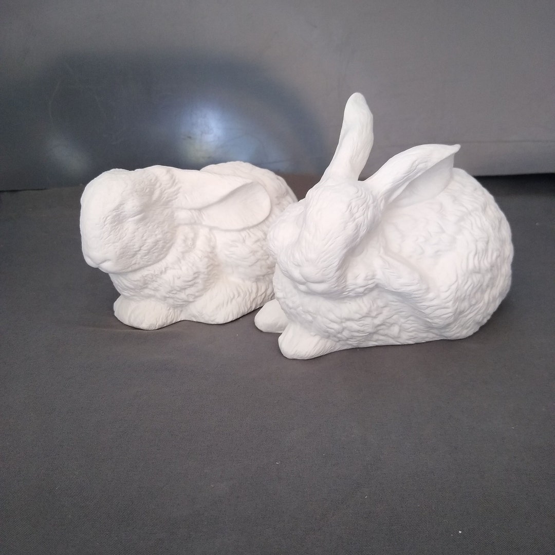 Pair of Ceramic Rabbits / Ready to Paint / Bunny / Kids Room Decor ...