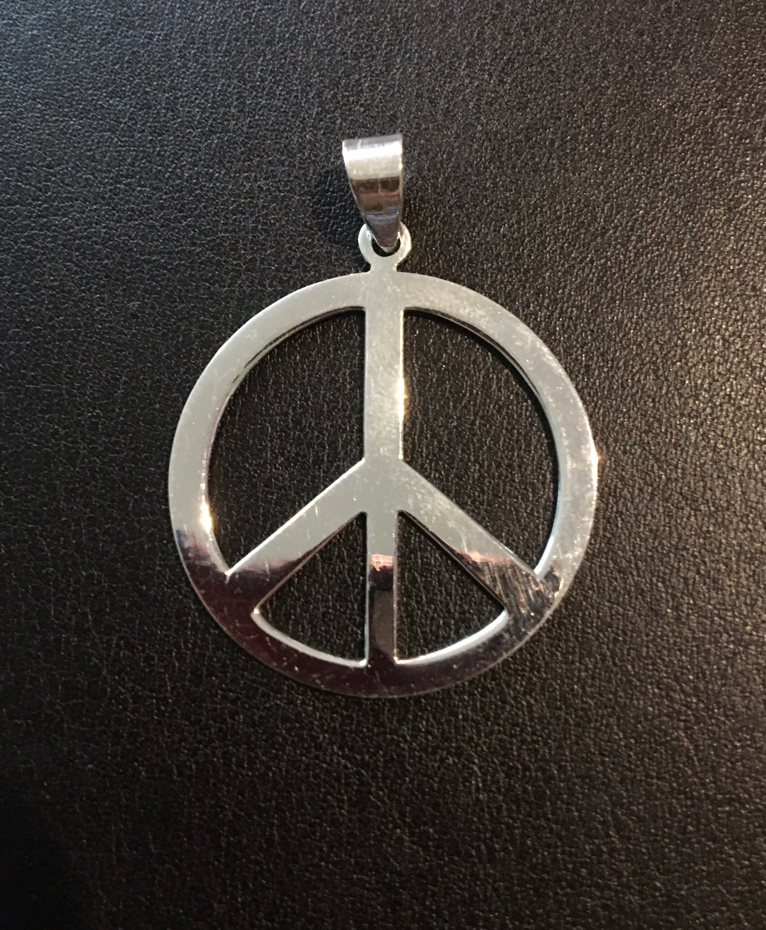 Peace Sign Pendant Sterling Silver Large Pendant Necklace - Etsy