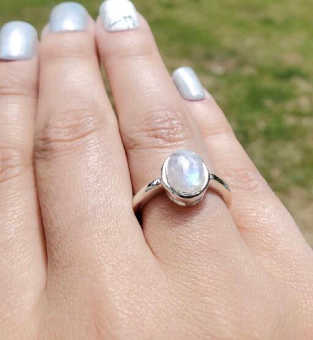 Ships March 9, Rainbow Moonstone Ring, Sterling Silver, Cabochon Ring ...