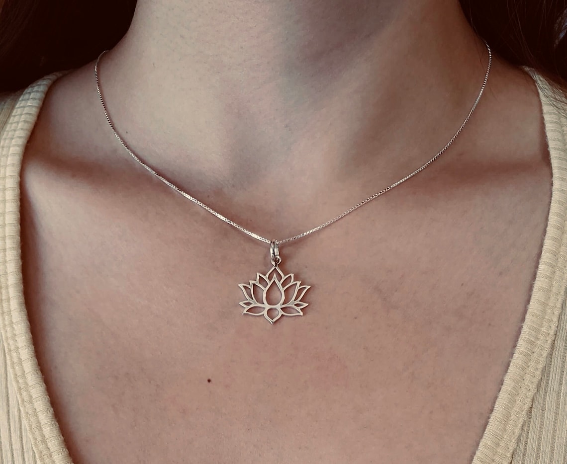 Large Sterling Silver Lotus Flower Pendant Sterling Silver - Etsy