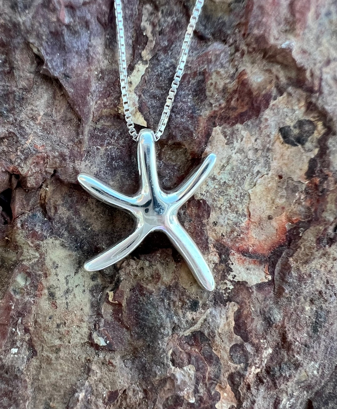 Starfish Pendant, Sterling Silver, Chain Included - Etsy