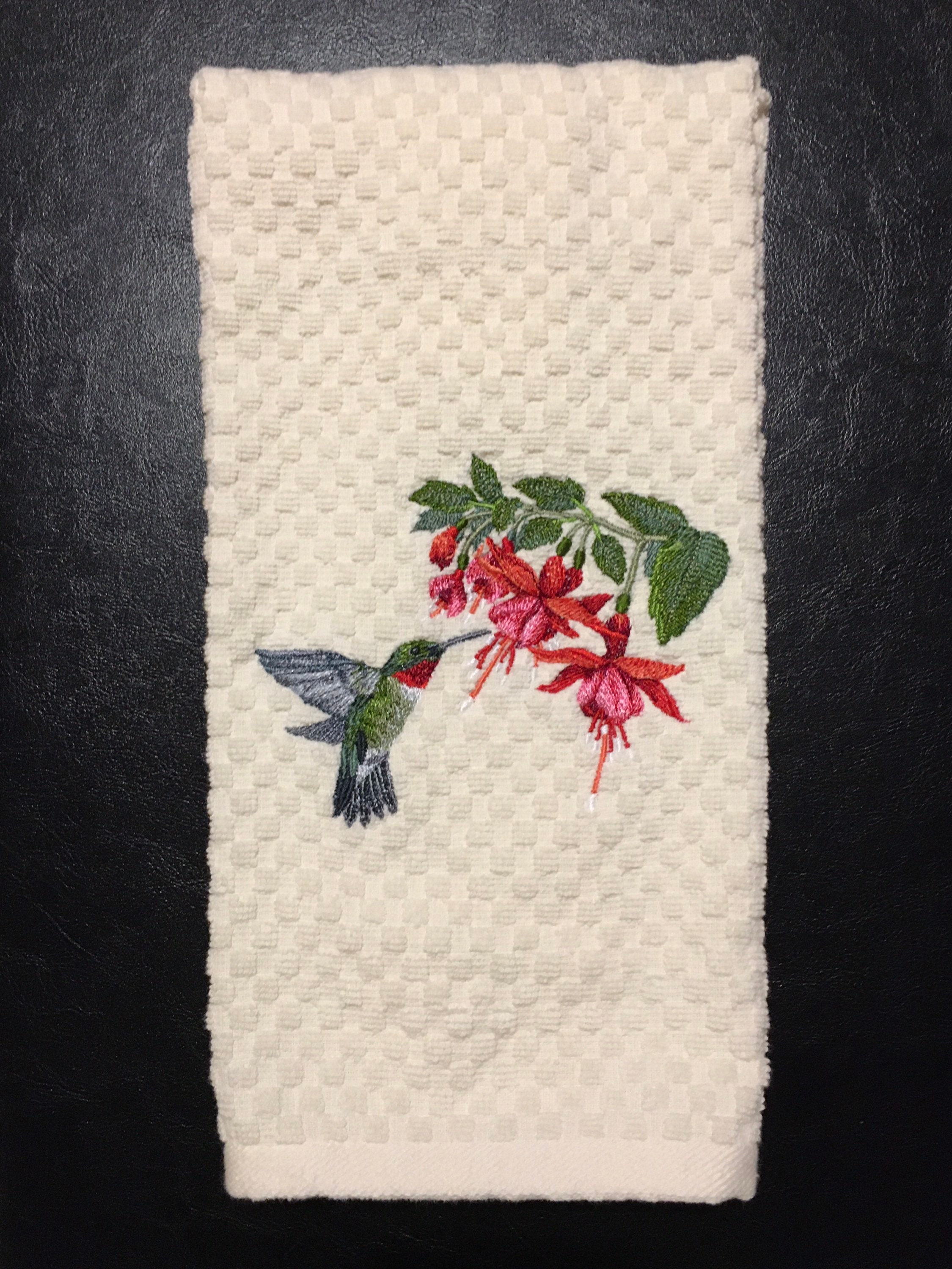 Set 2 Embroidered Ruby Throated Hummingbirds and Fuchsia | Etsy