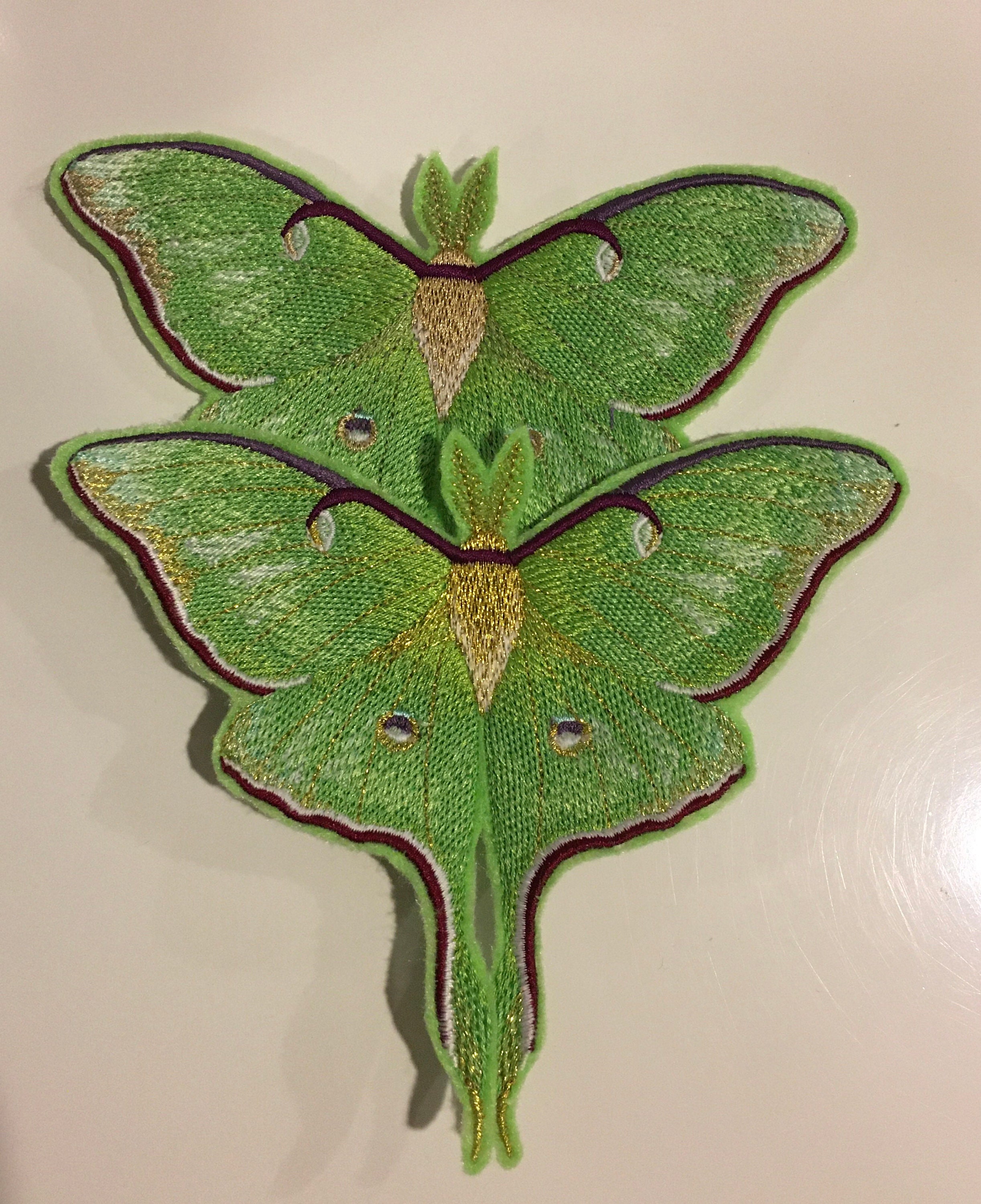 Embroidered Glow-in-the-dark Luna Moth Large or Small or XL Iron-on ...
