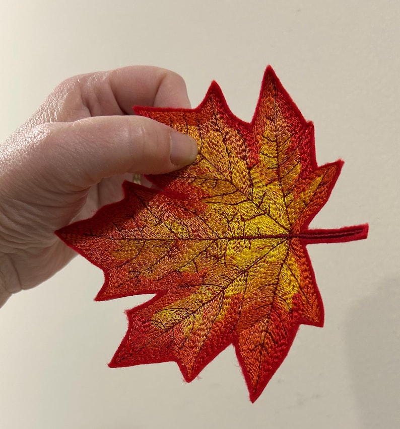 Embroidered Large Autumn Fall Maple Leaf Leaves Decorative Iron-on ...