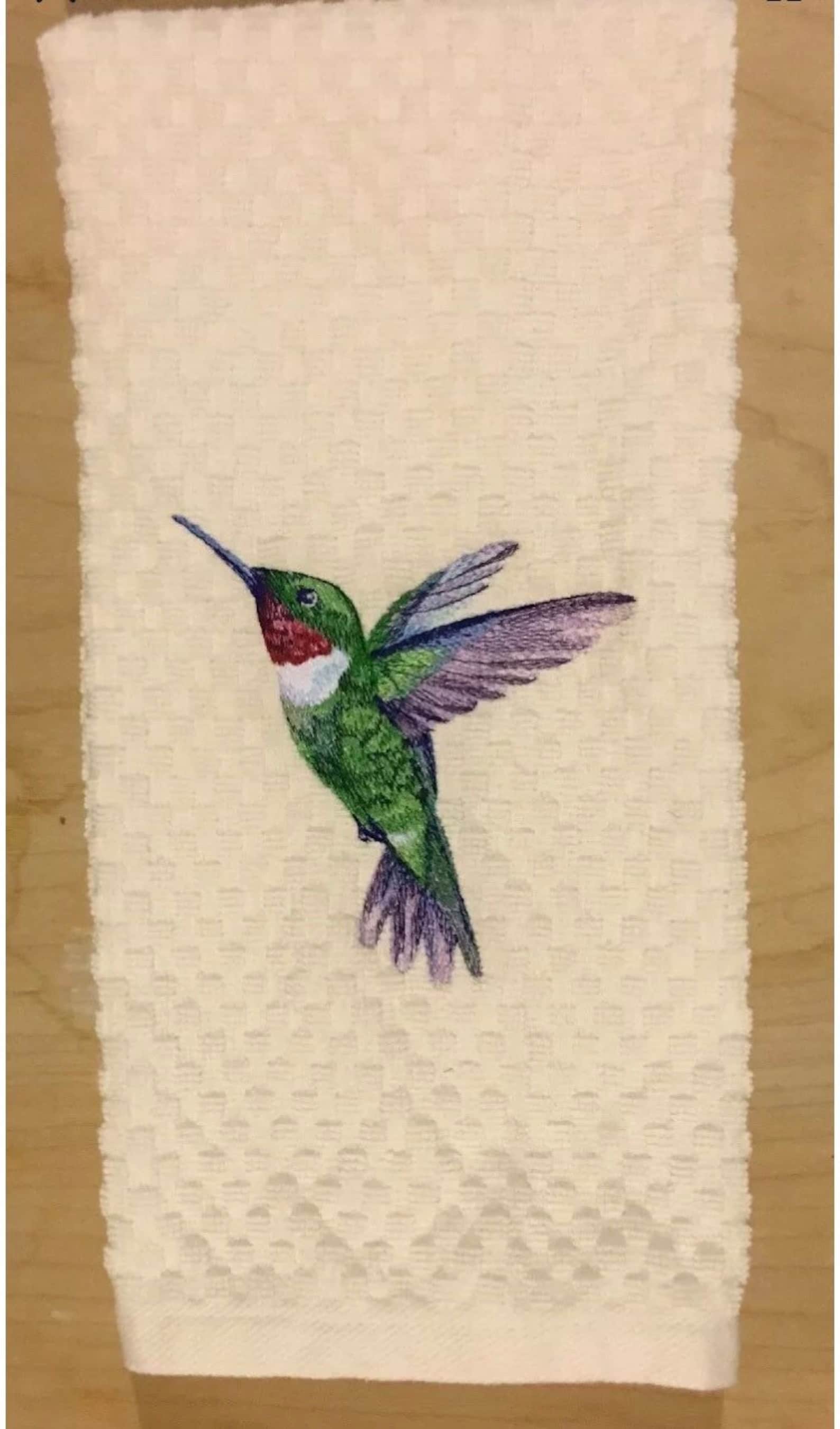 Embroidered Ruby Throated Hummingbirds and Fuchsia Flowers | Etsy