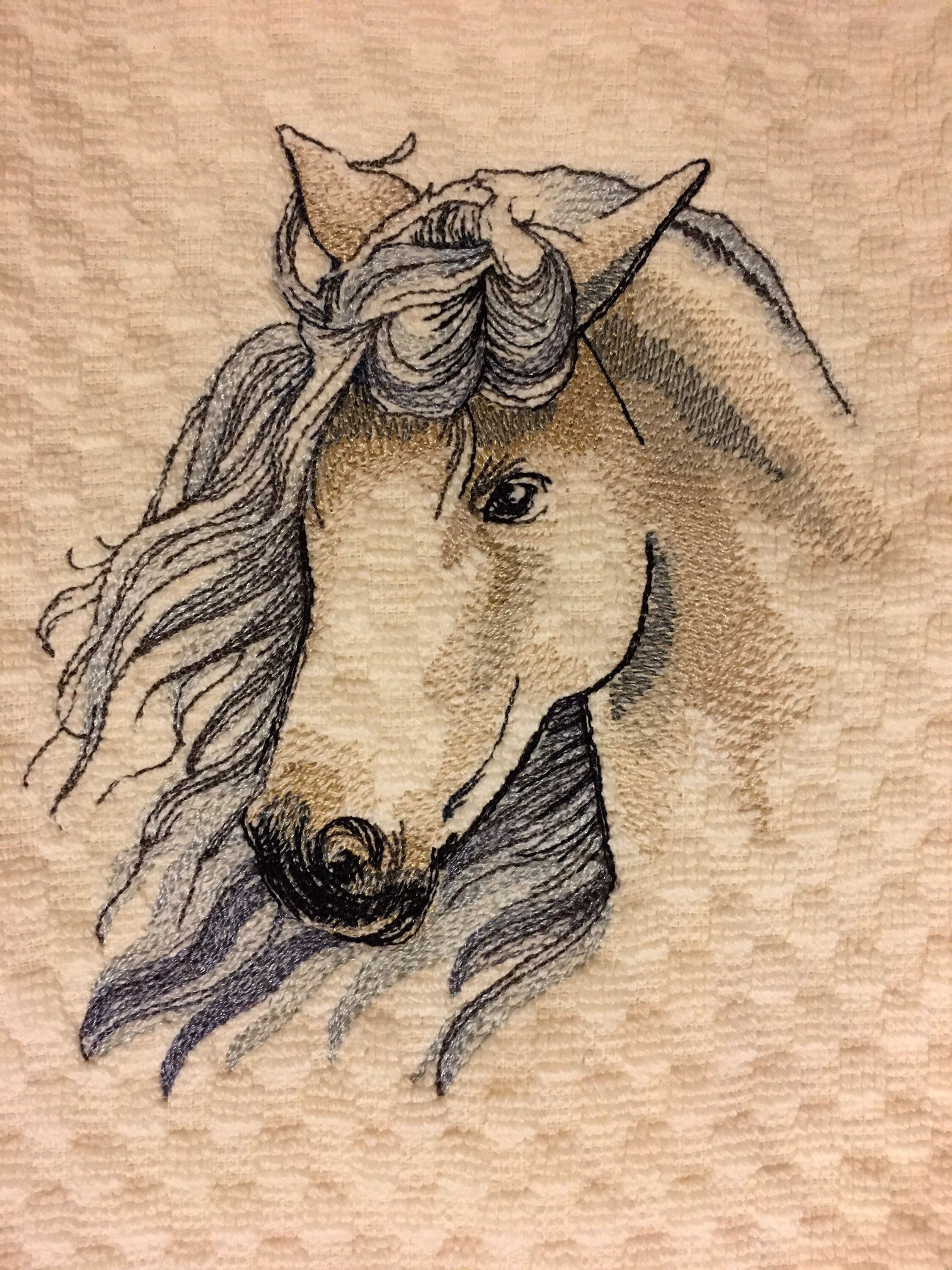 Embroidered Horse Portrait Stallion Head Kitchen Waffle Weave | Etsy