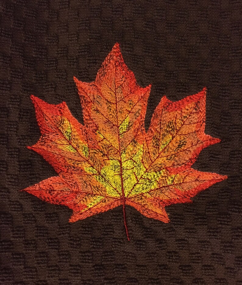 Embroidered Autumn Fall Maple Red Yellow Leaf Your Choice | Etsy