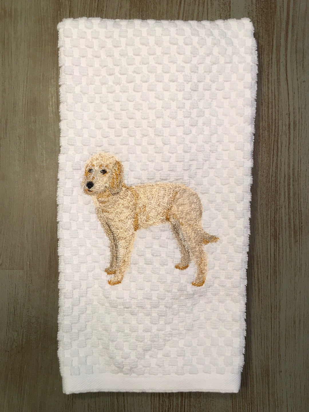Embroidered Labradoodle Cream Apricot Caramel Dog Puppy on White, Ivory ...