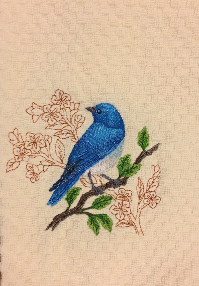 Embroidered Backyard Birds Cardinal Goldfinch Bluebird | Etsy