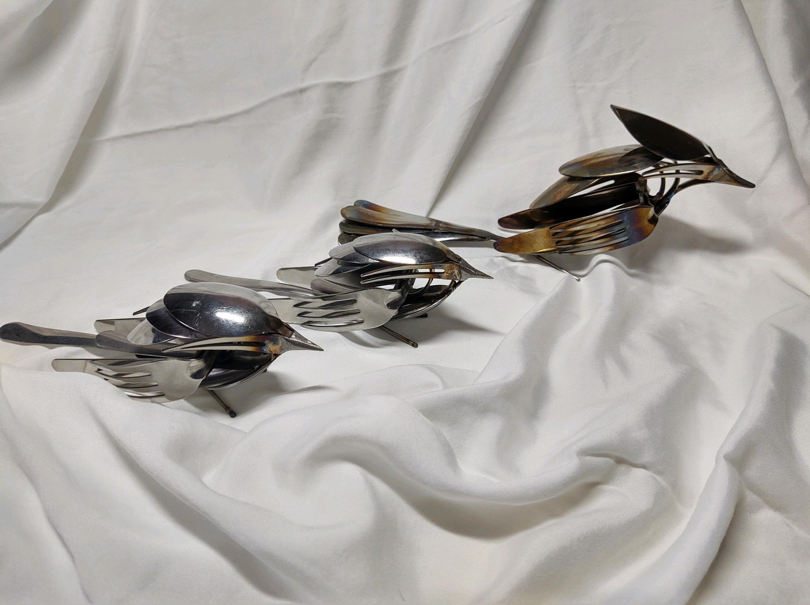 Bird Family Silverware Art - Etsy