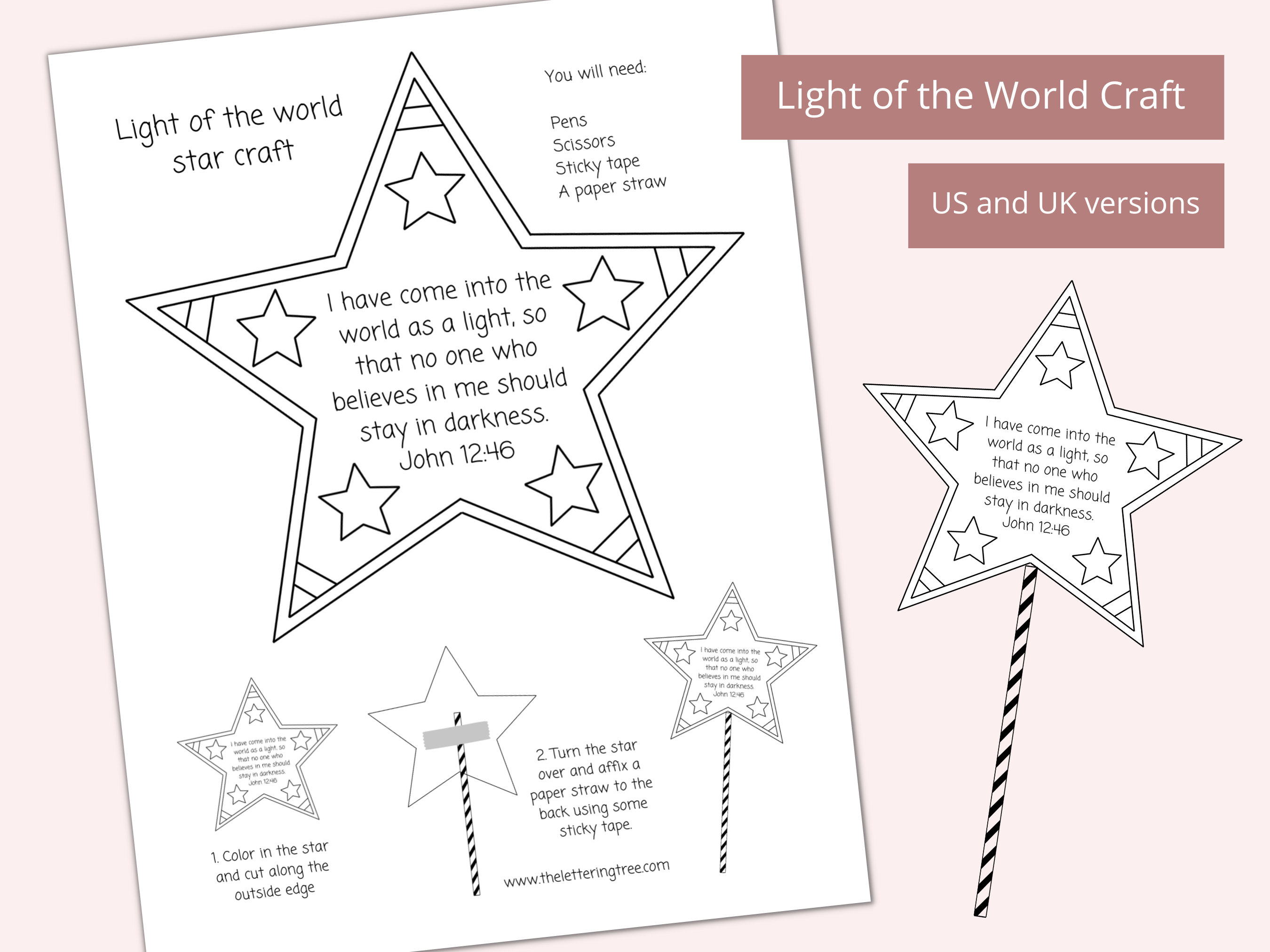 Printable Light of the World Bible Craft | Christmas Bible Craft ...