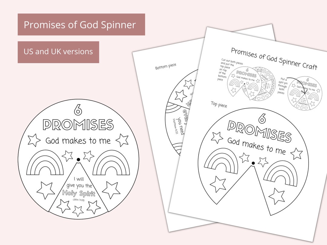 Printable Promises of God Spinner Craft | Bible Verse Crafts | God's ...