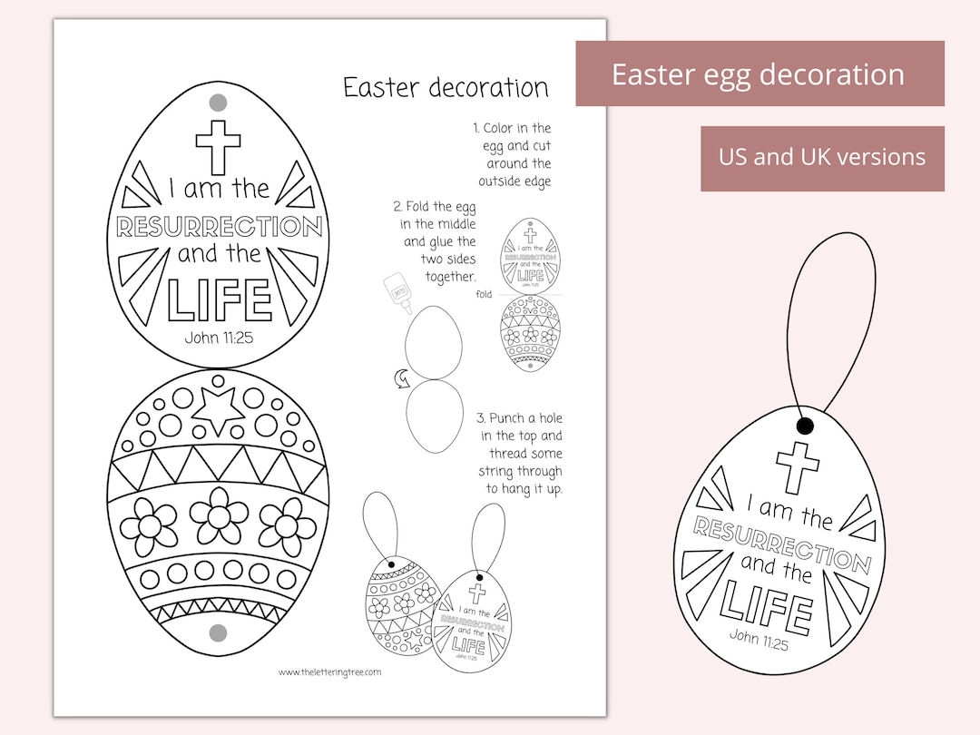 Printable Easter Egg Decoration | Bible Verse Crafts | Easter Activity ...