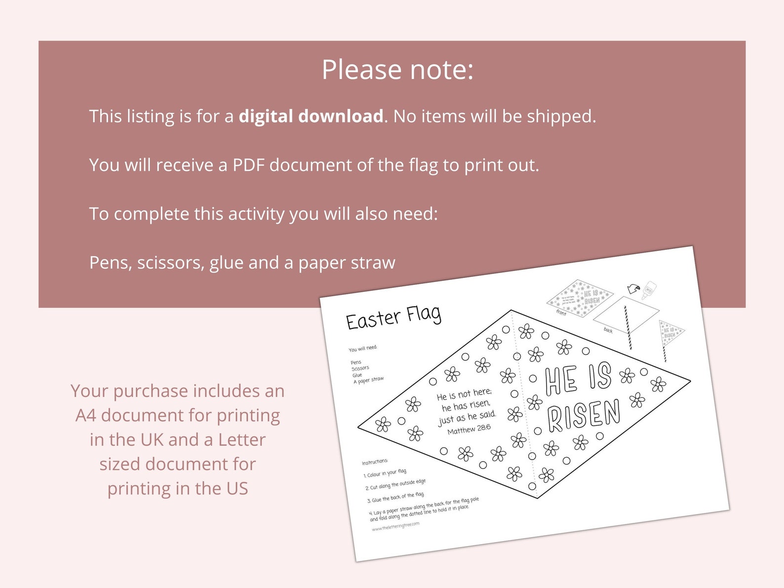 Printable Easter Flag Christian Easter Crafts for Kids - Etsy UK