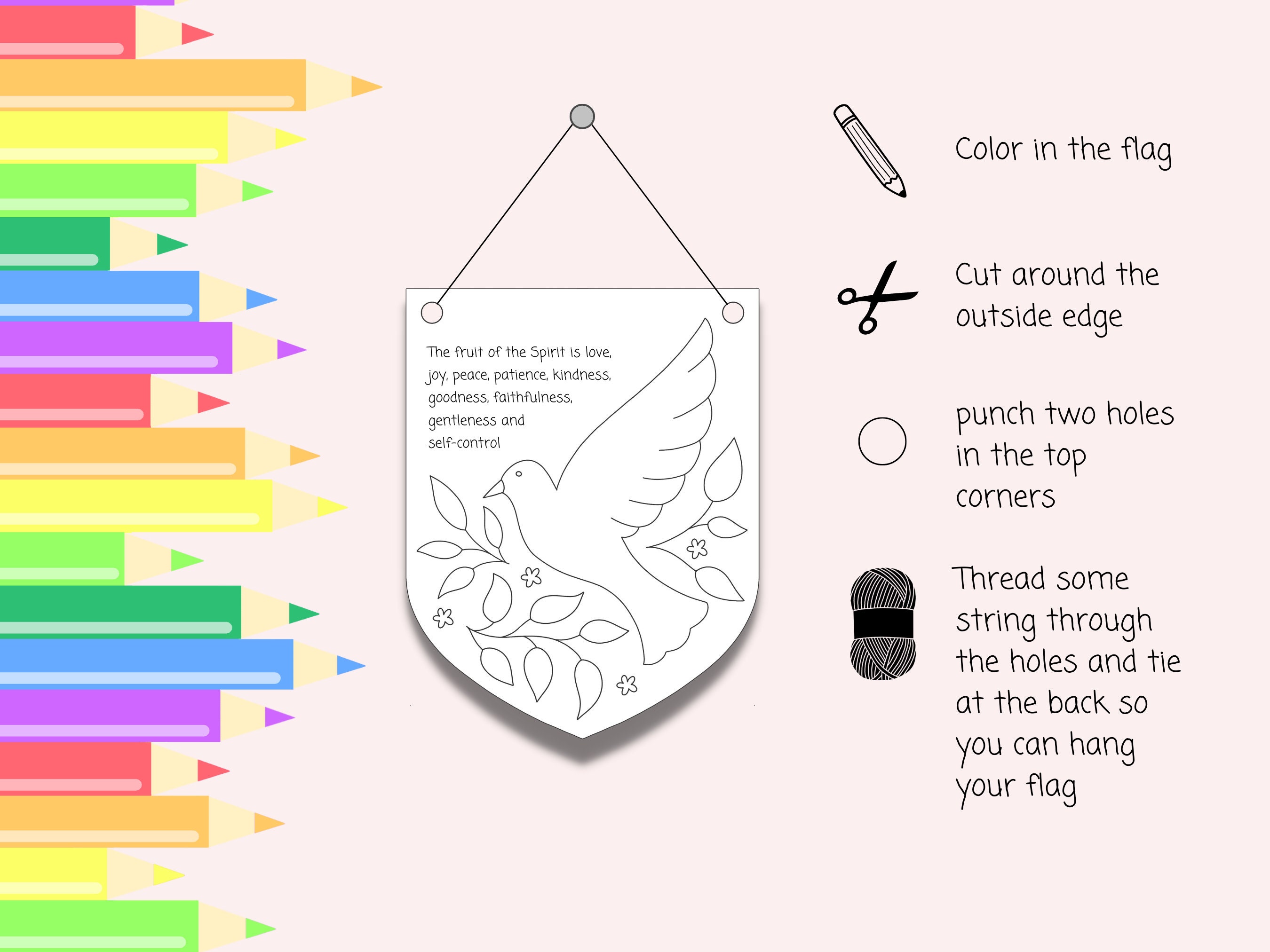 Printable Fruit of the Spirit Craft | Holy Spirit Coloring | Pentecost ...