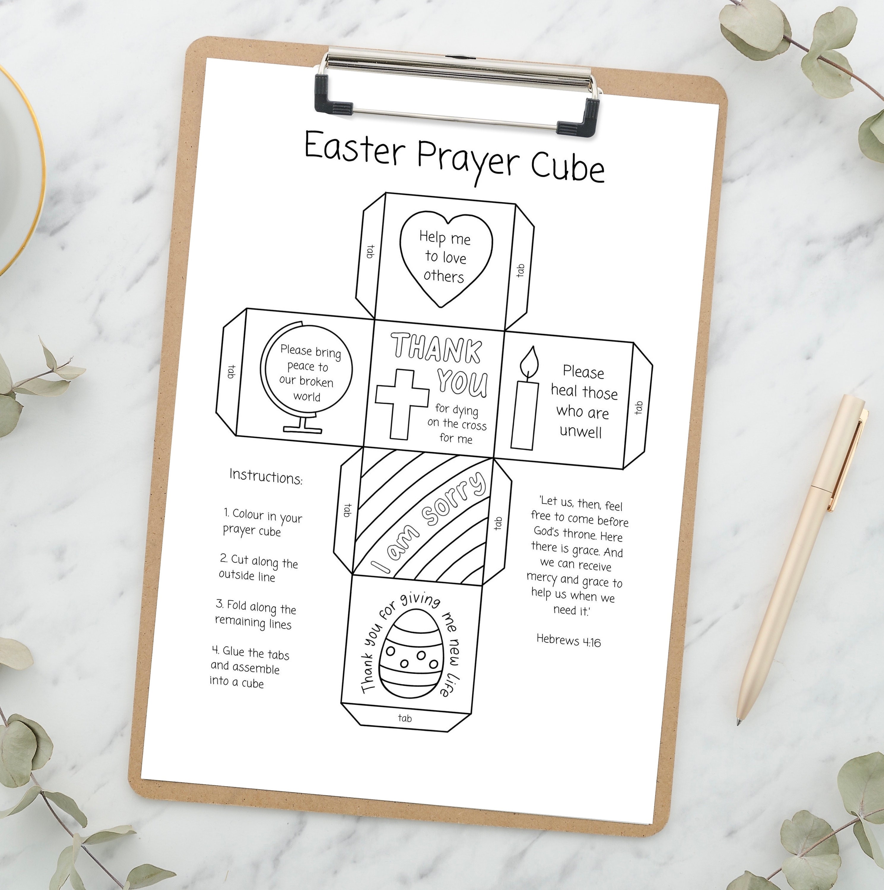 Easter Prayer Cube Printable Easter Bible Crafts Printable - Etsy