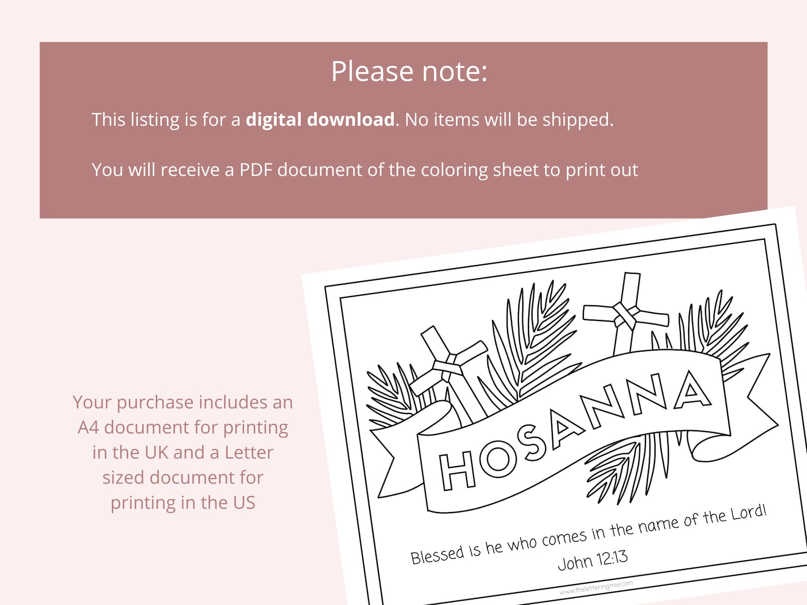 Palm Sunday Coloring Page | Bible Verse Coloring | Hosanna | Easter ...