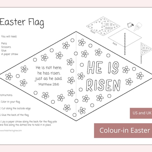 Printable Easter Flag Christian Easter Crafts for Kids - Etsy